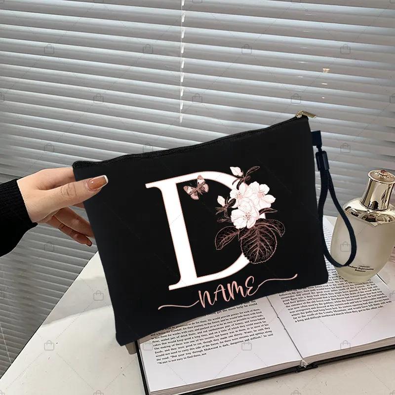 Custom Text Personalized Makeup Cosmetic Bag for Women's Outdoor Travel ...