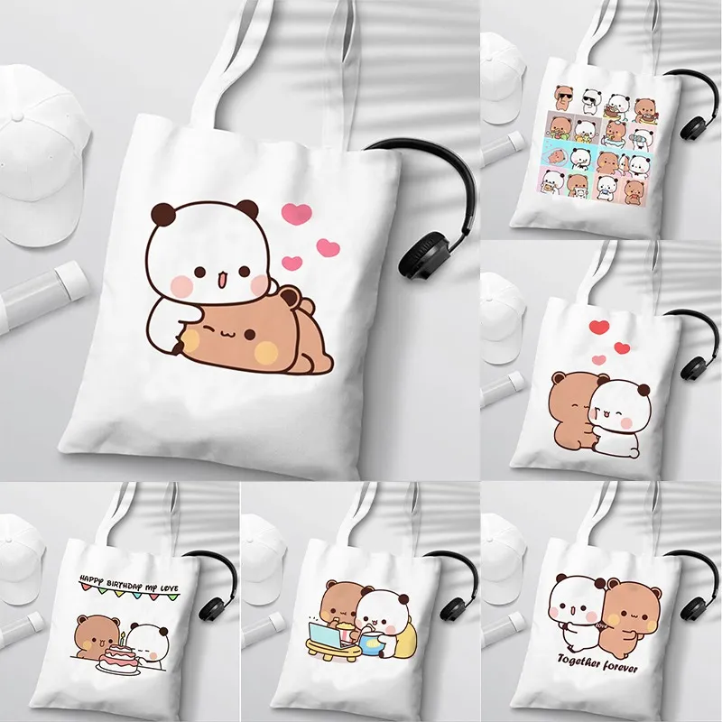 Bubu Dudu Canvas Tote Bag Reusable Foldable Shopping Bag with Cartoon ...