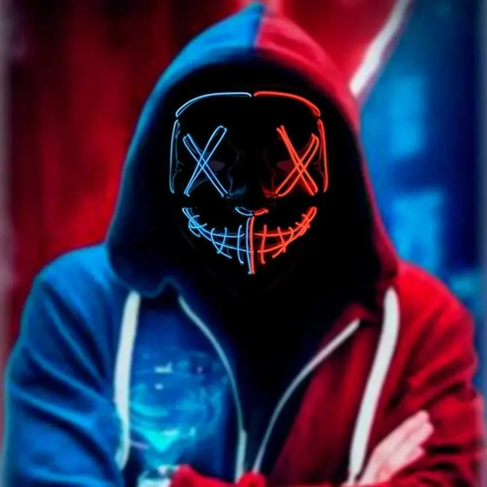 Halloween Neon LED Mask - Light-up Glowing Masquerade Mask for ...