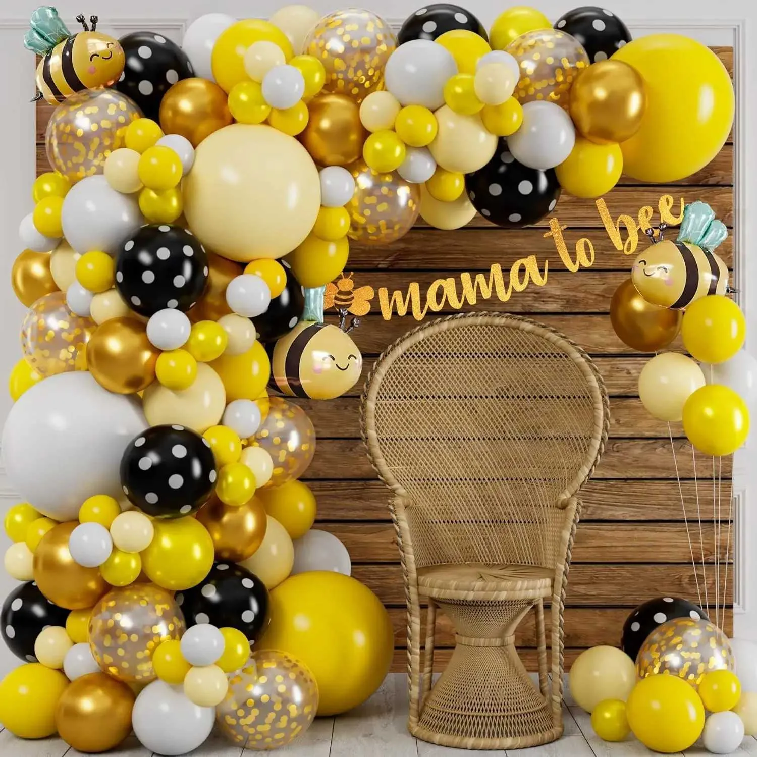Bee Theme Balloon Garland Kit - Yellow & White Latex Balloons for ...
