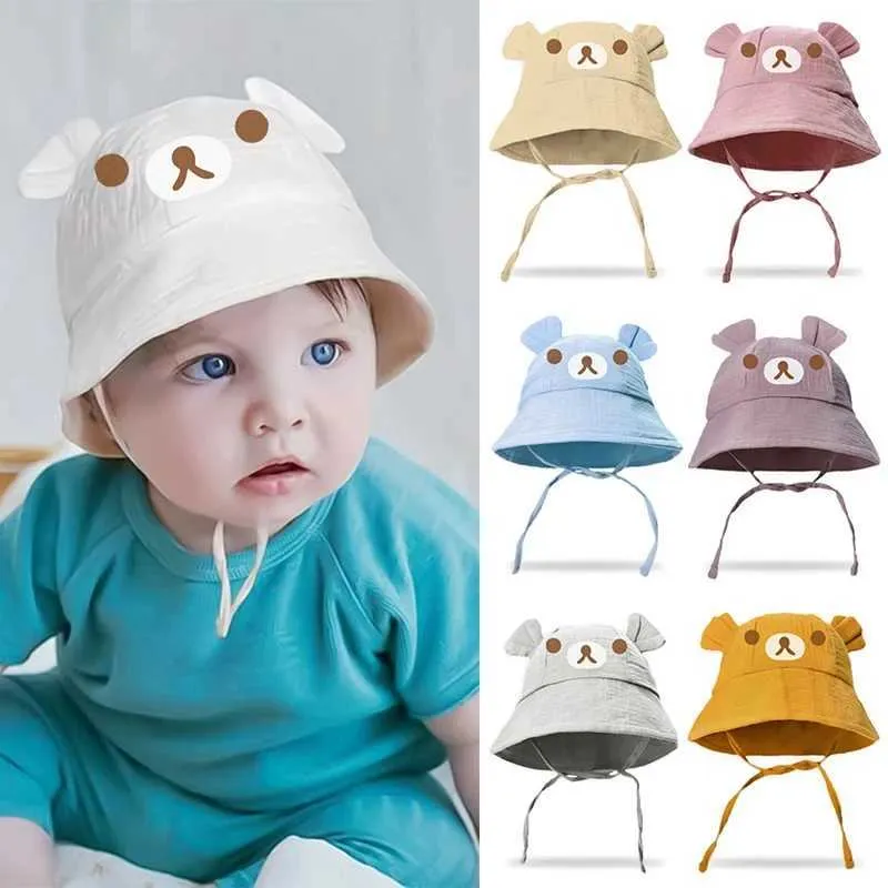 Soft Cotton Baby Sun Hat with Breathable Fabric - Cute Bear Design for ...