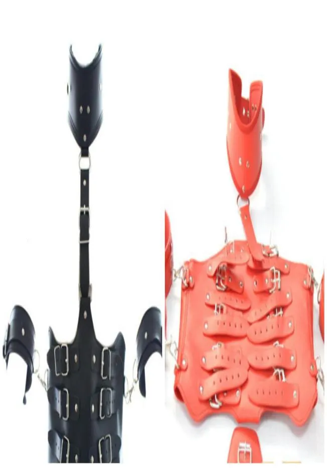 Bondage Slave Leather Body Harness Restraint Cupless Corset Collar ...