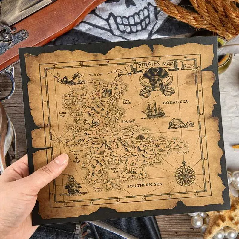 Pirate Theme Party Decorations: Vintage Style Treasure Hunt Maps For ...