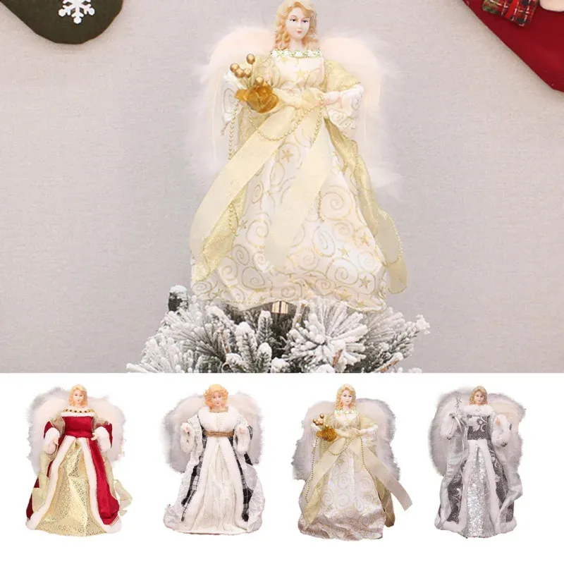 Angel Wings Dolls Christmas Tree Topper: Elegant Feather Angel With ...
