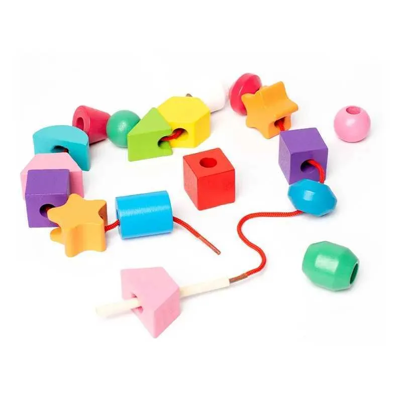 Colorful Wooden Stacking Blocks: Shape & Color Cognition Puzzle Toy ...
