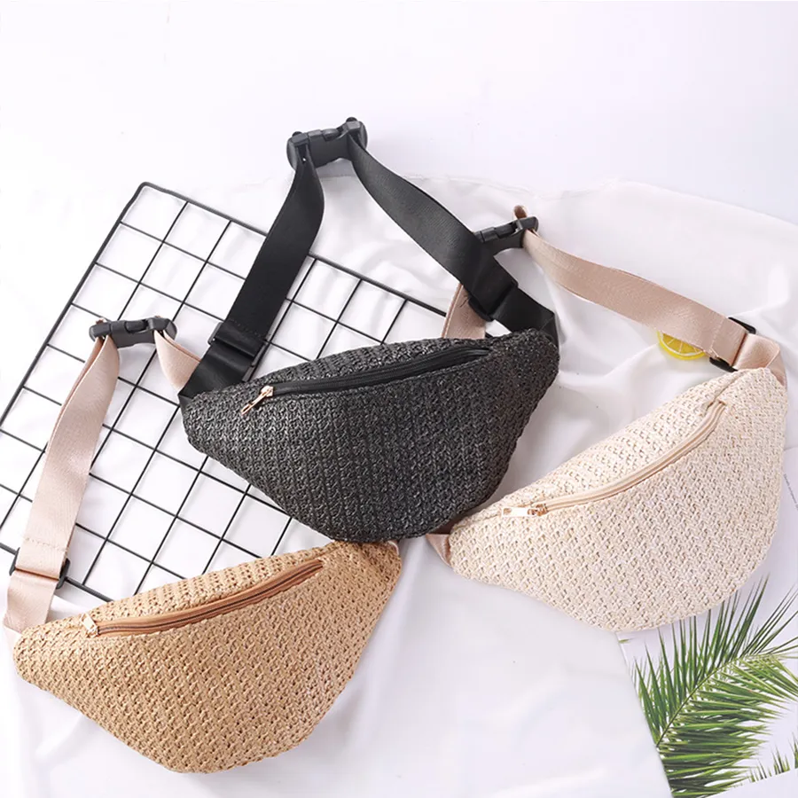 Woven Crossbody Bag Lightweight Summer Straw Chest Pack With Adjustable ...