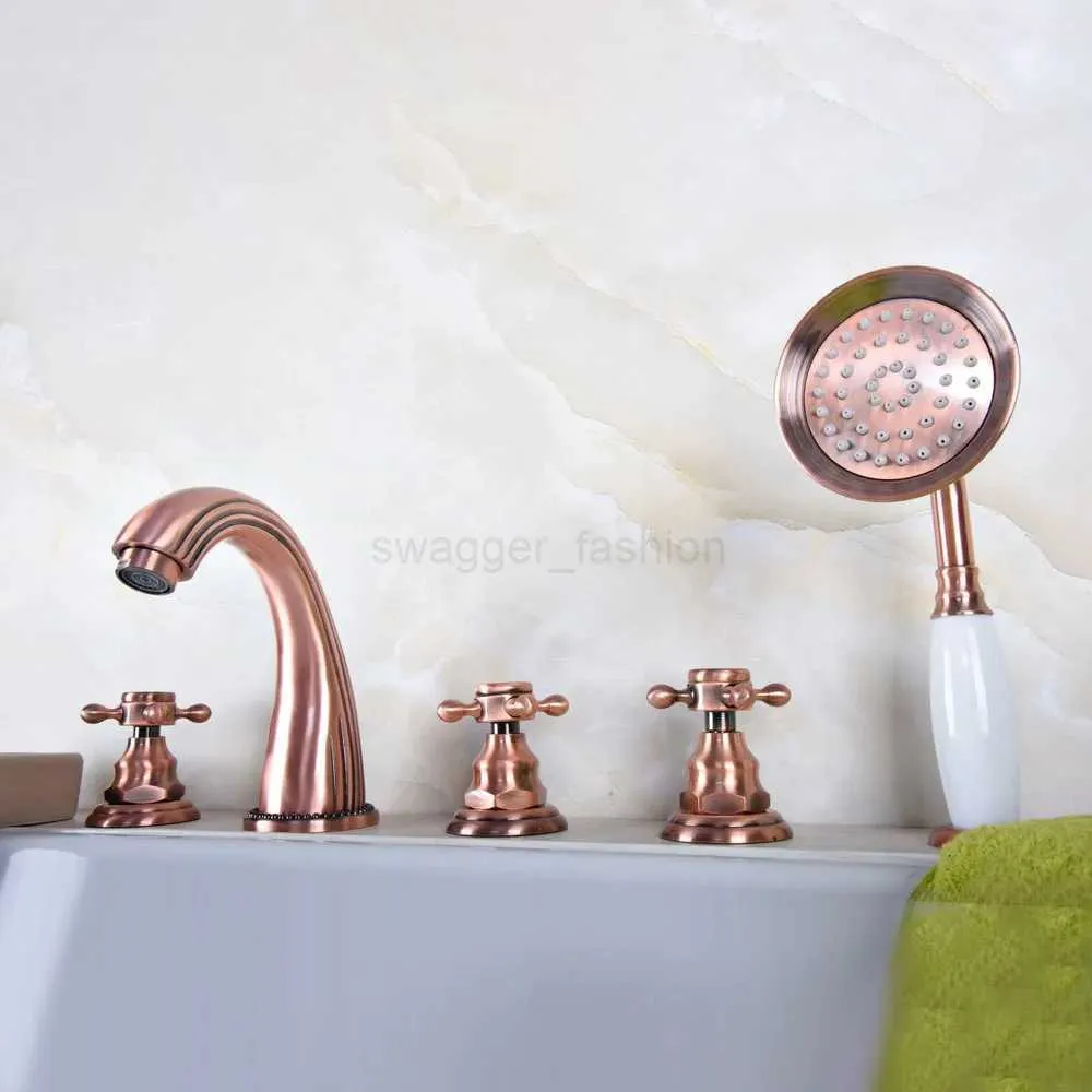 Antique Brass Bathroom Faucets, Deck Mounted Roman Bathtub Mixer Faucet ...