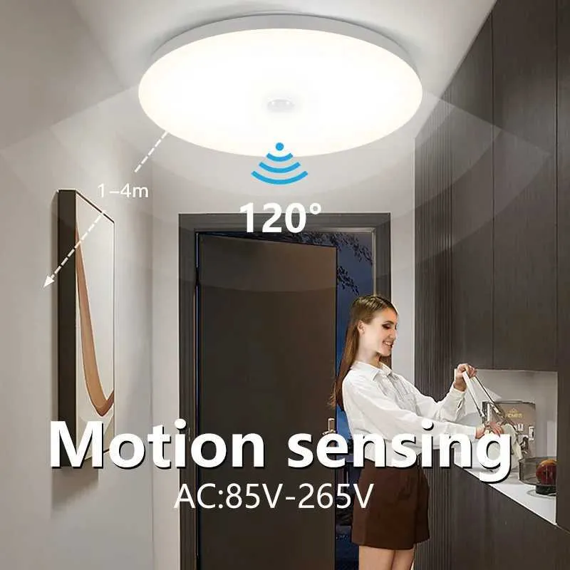 Modern LED flush mount ceiling light with PIR Motion Sensor - Surface ...