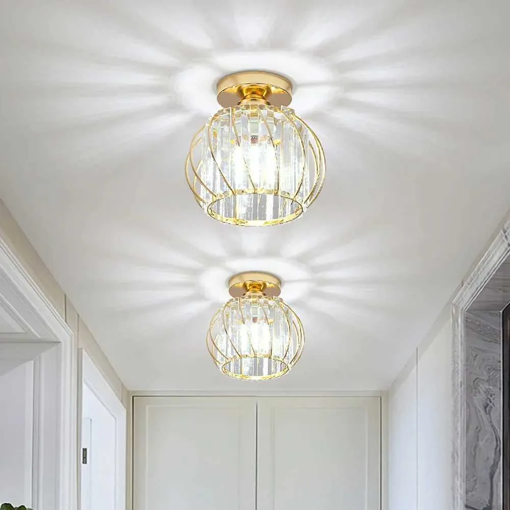 Elegant Wrought Iron Hallway Crystal Ceiling Lamp, 4-Light Entry Foyer ...