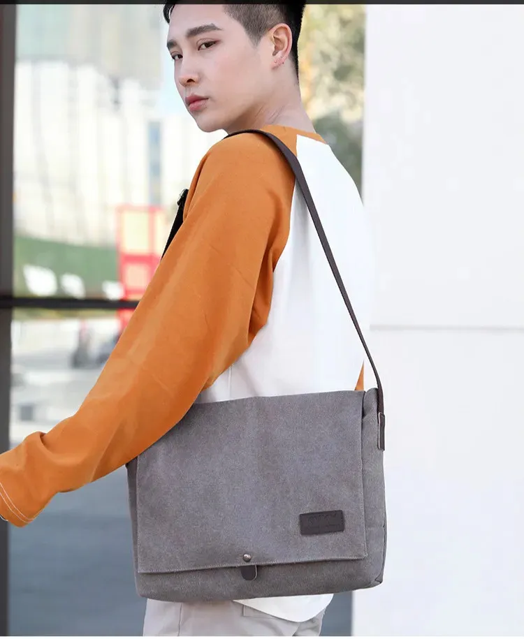 Men's Canvas Crossbody Shoulder Messenger Bag, Fashion Cross Body ...