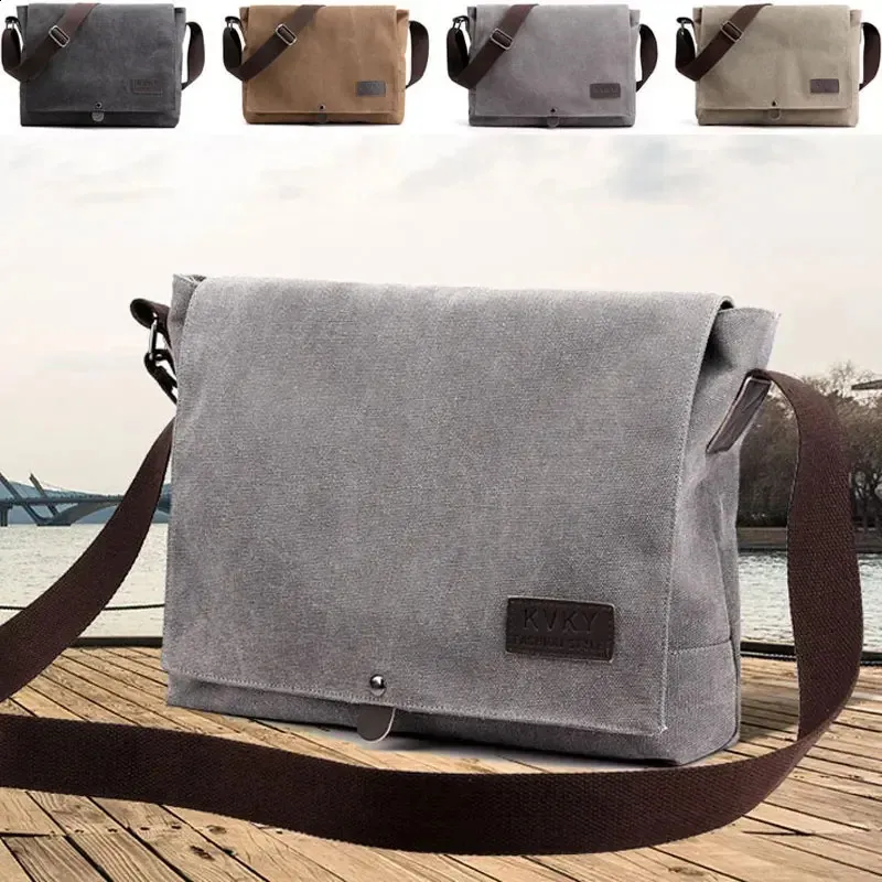 Men's Canvas Crossbody Shoulder Messenger Bag, Fashion Cross Body ...
