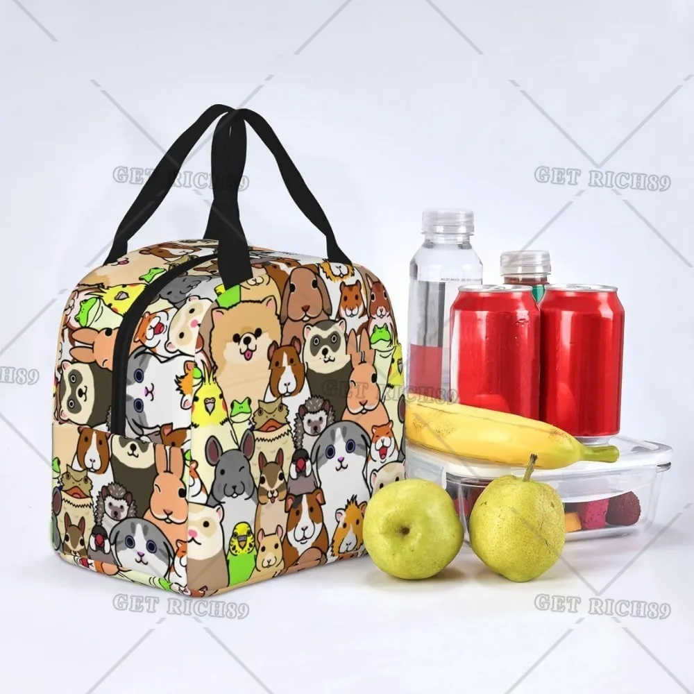 Animal Print Lunch Bag, Portable Insulated Lunch Bag with Pocket ...