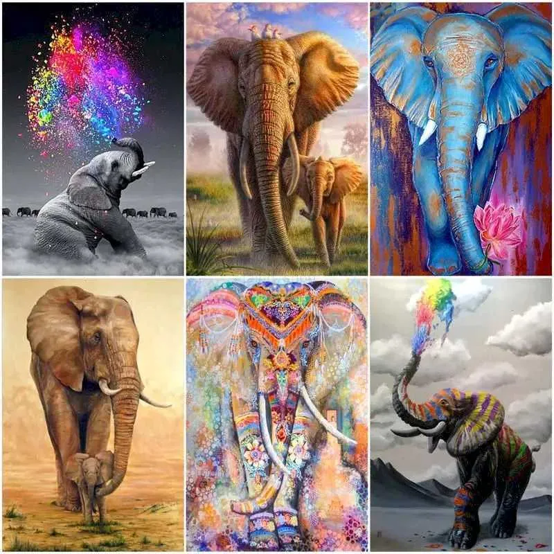 Elephant Color Drawing DIY Painting Kit - Hand-Painted Canvas Art, Best ...