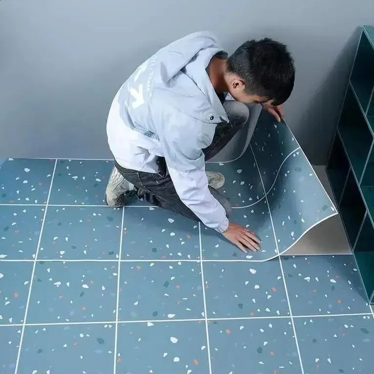 DHgate.com:Piso Pvc automatic bathroom waterproof kitchen floor tile ...