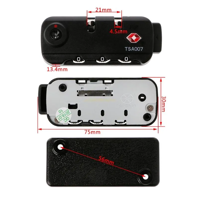 Travel Locks: 3 Digit Combination Padlock For Luggage, Zinc Alloy ...