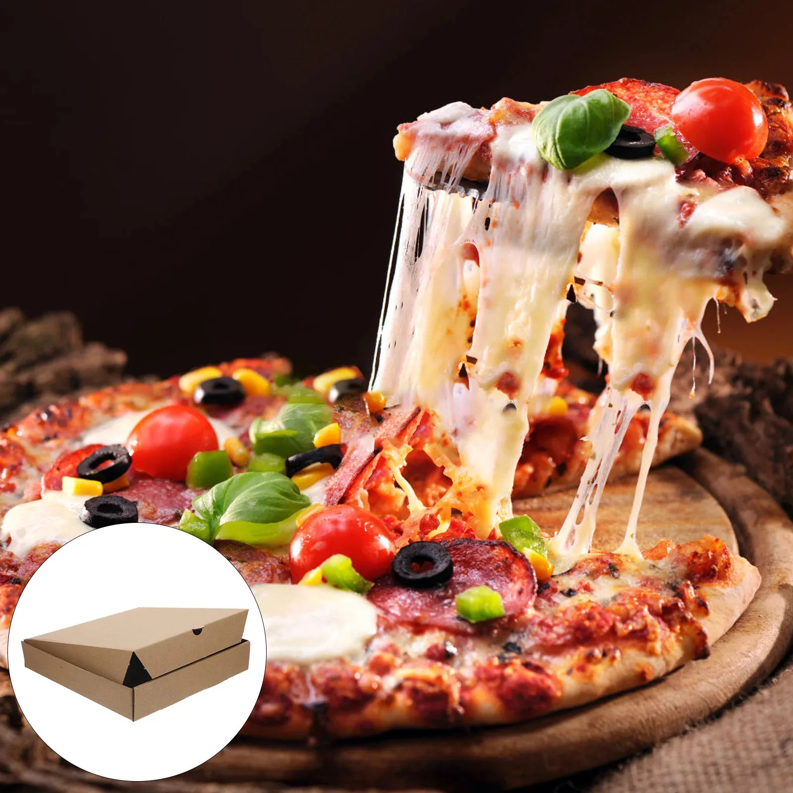 10 Disposable Pie Boxes Thick Kraft Paper Pizza Containers Take Out ...