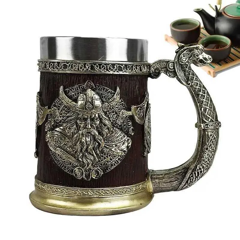 Viking Gothic Decor Medieval Mug 600ml Resin Stainless Steel Whiskey ...