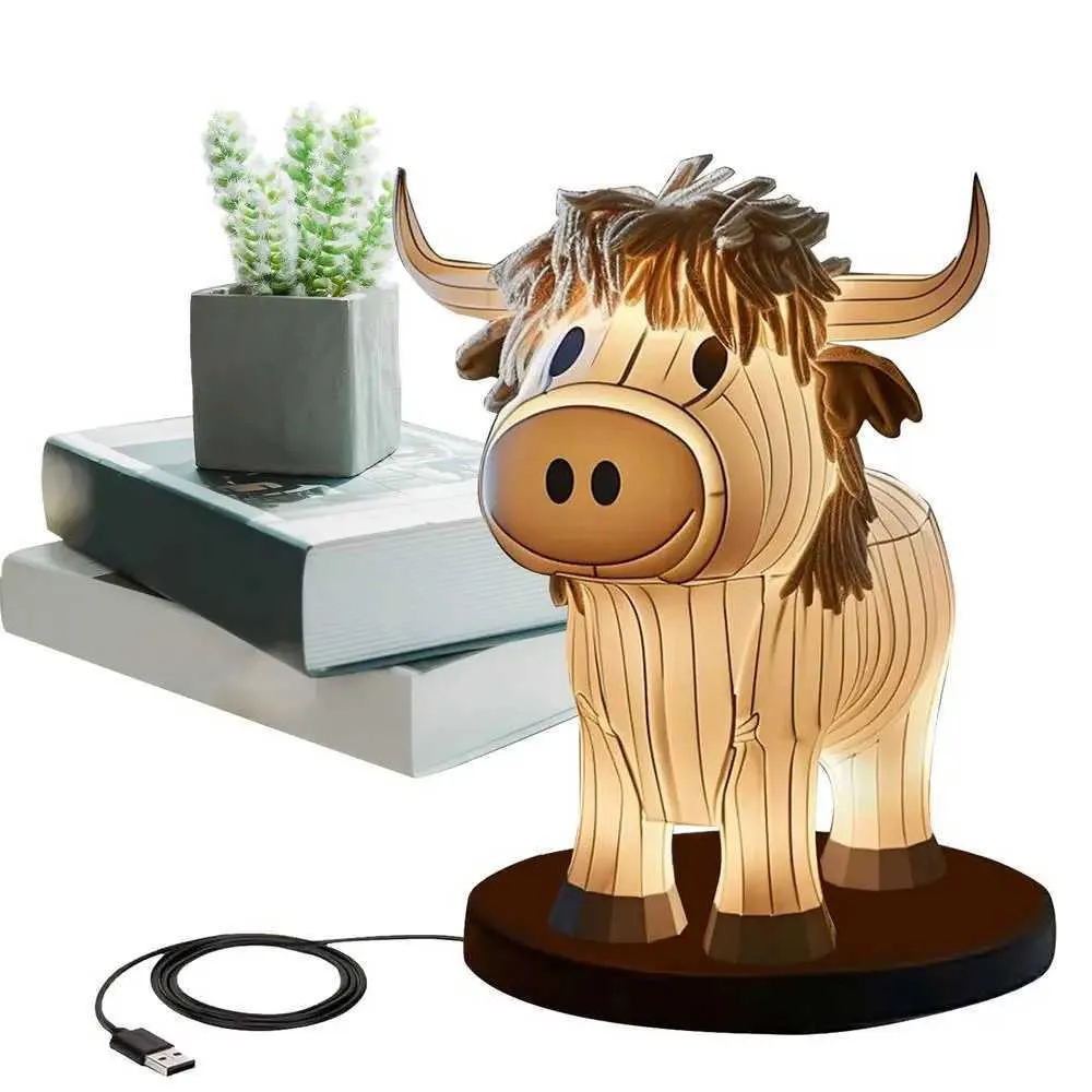 DHgate.com:3D Cow Table Lamp, Resin Nightstand Lamp with USB Port ...