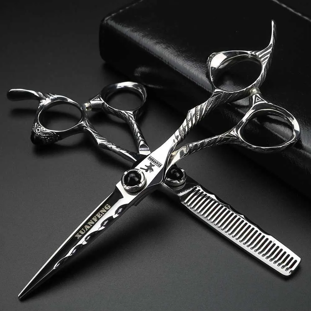 Premium 6 Hair Cutting & Thinning Scissors Set - 440C Steel - Perfect ...