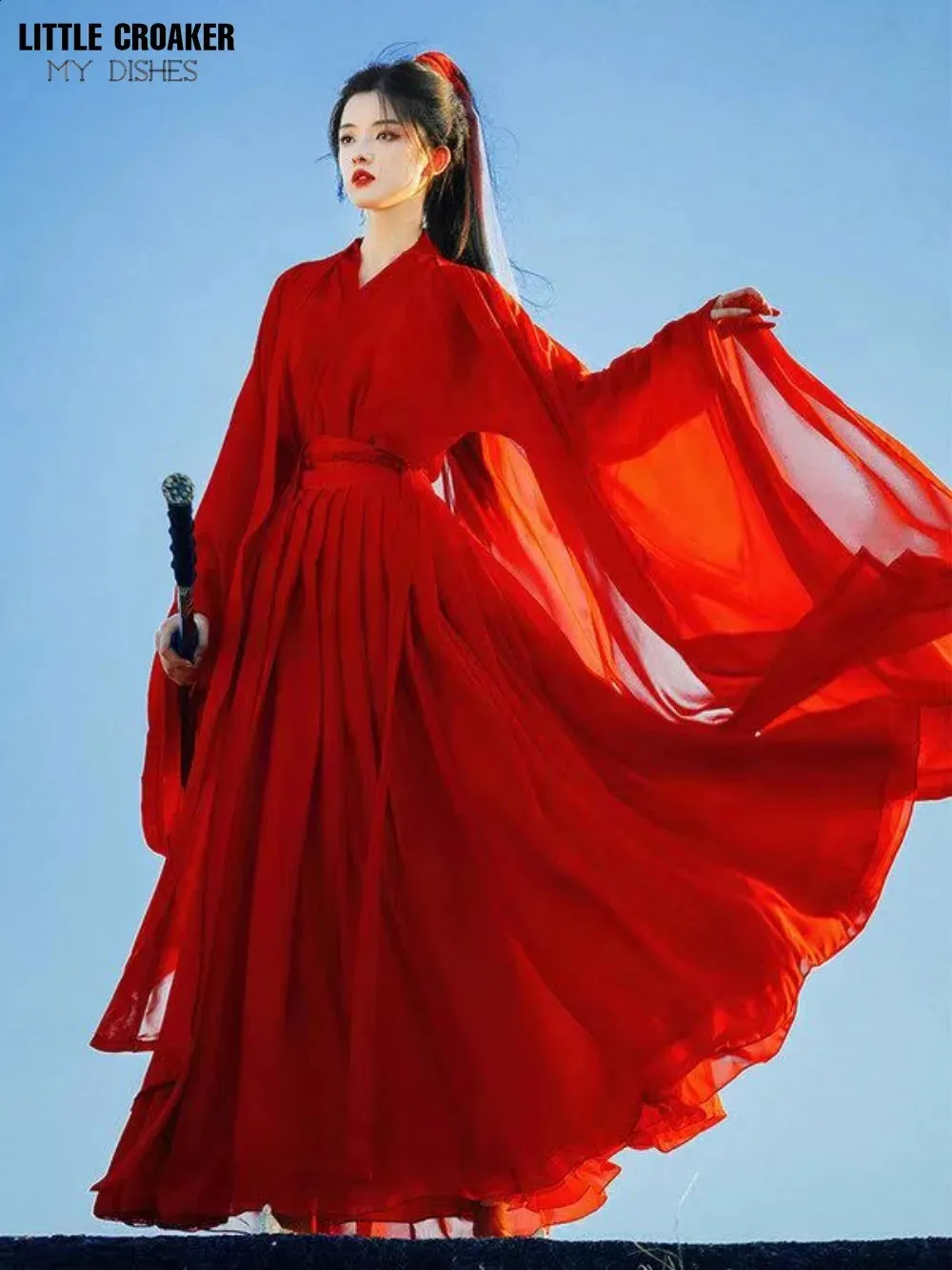 Authentic Chinese Red Chinese Hanfu Dress Costume With Ancient ...