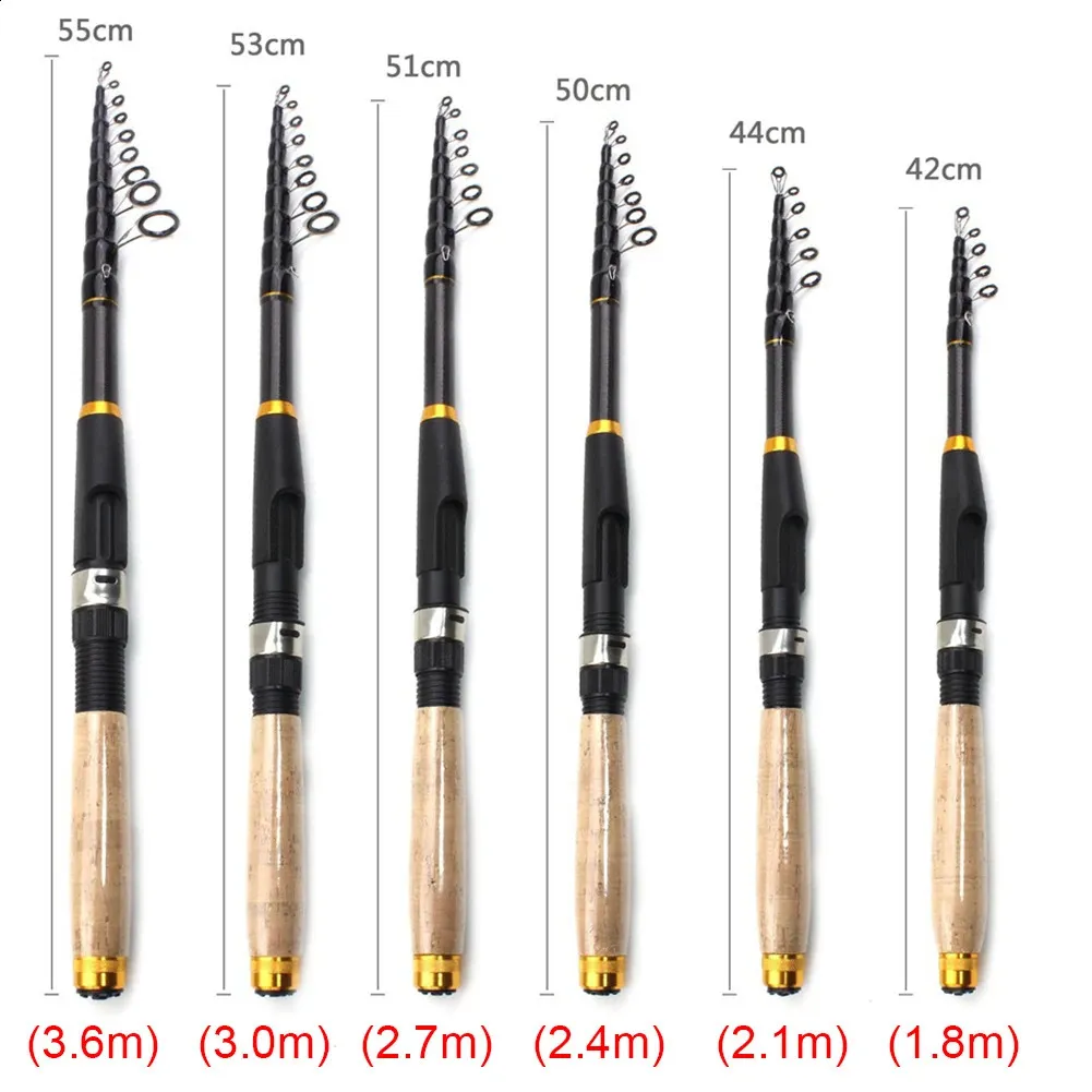 Portable Travel Fishing Rod: Telescopic Carbon Fiber Spinning Rod for ...