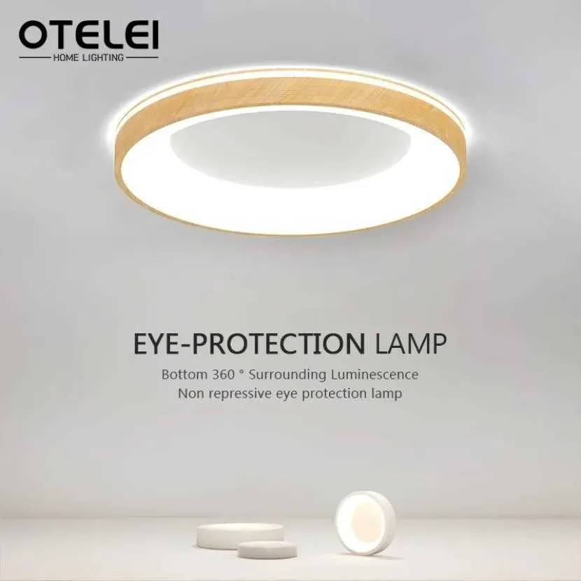 Round LED Ceiling Lights, Wood Grain Circular Ceiling Lamp, Large ...