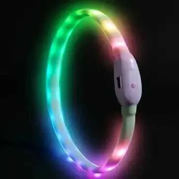 RGB Discolor Glowing Dog Collar Large Medium USB Rechargeable LED Light ...