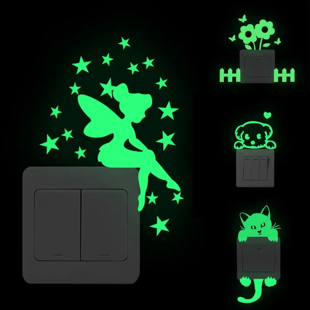 Glowing Wall Decor Stickers | Fluorescent Light Switch & Socket Decals ...