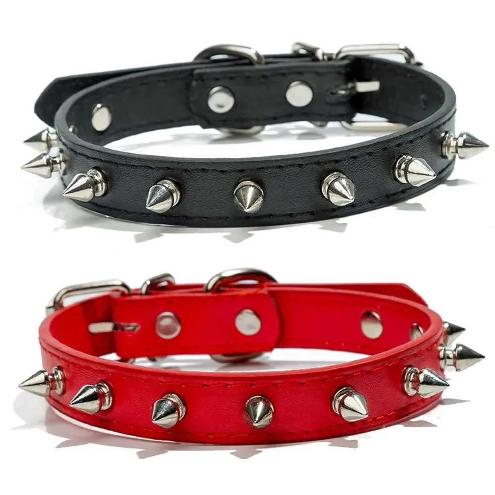 Spiked Dog Collar for Small Breed Dogs One Row Studded Leather Pet ...