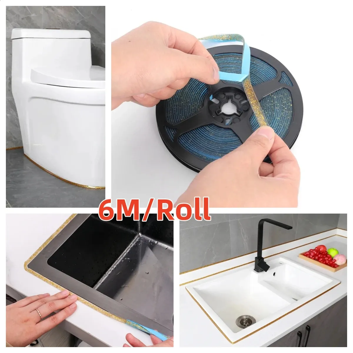 Waterproof Adhesive Tile Gap Tape - 2 Rolls, Kitchen, Bathroom ...