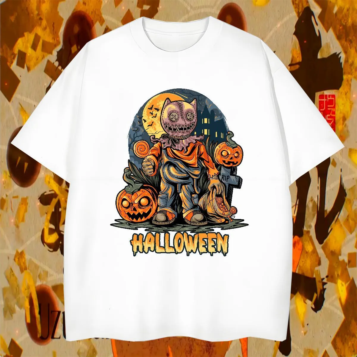 Halloween Printed Cotton Short Sleeve Men's Tees - Breathable Hip Hop ...