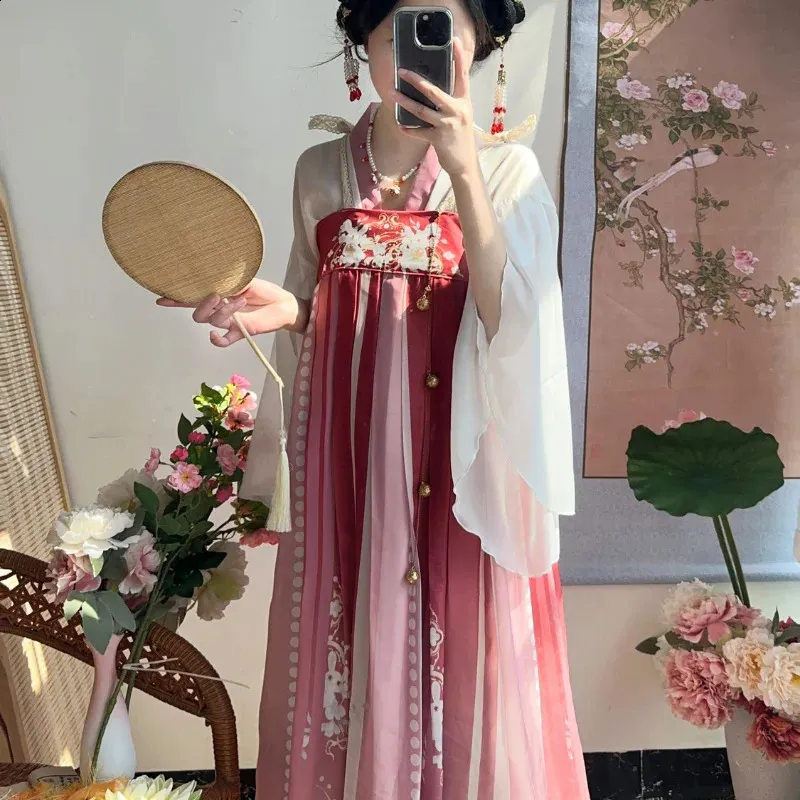 Authentic Chinese Hanbok Set Tang Dynasty Long Hanfu Dress For Folk ...