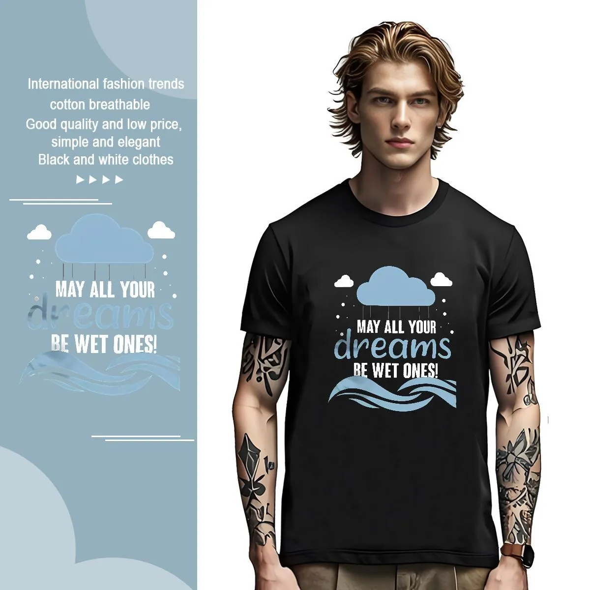 Premium Quality Men's T-Shirts Round Neck, Breathable Cotton Tops ...