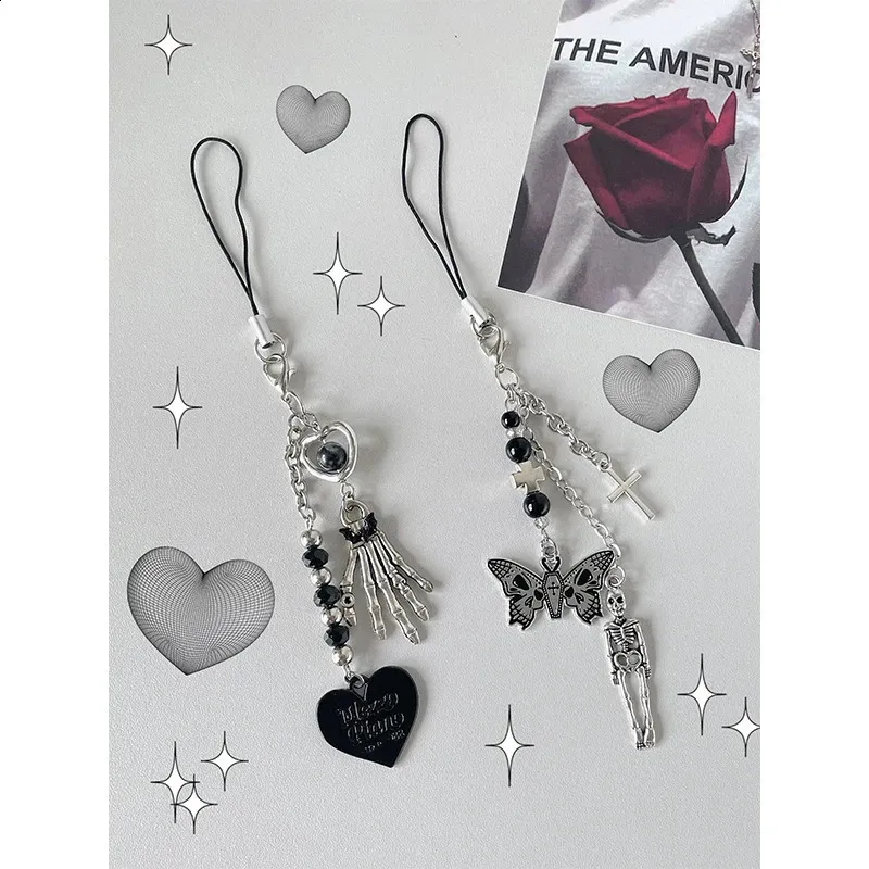 Phone Keychains Goth Chains: Dark Butterfly Cross Skull Hand Keychain ...