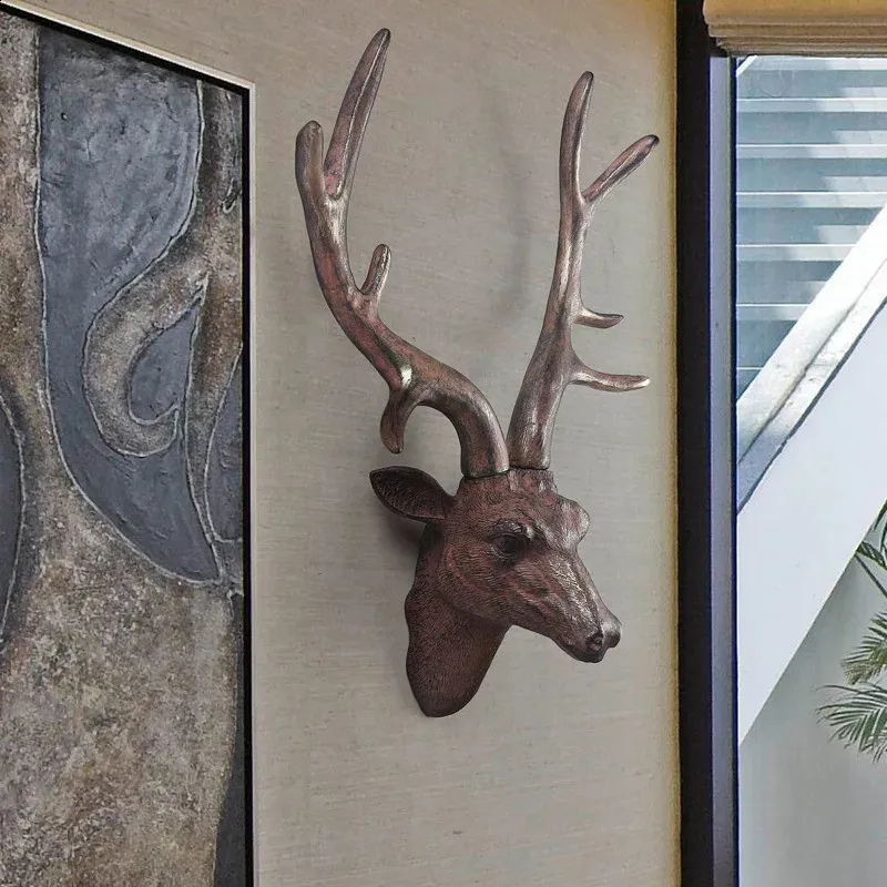 Creative Wall-Mounted Deer Head black figurines for...