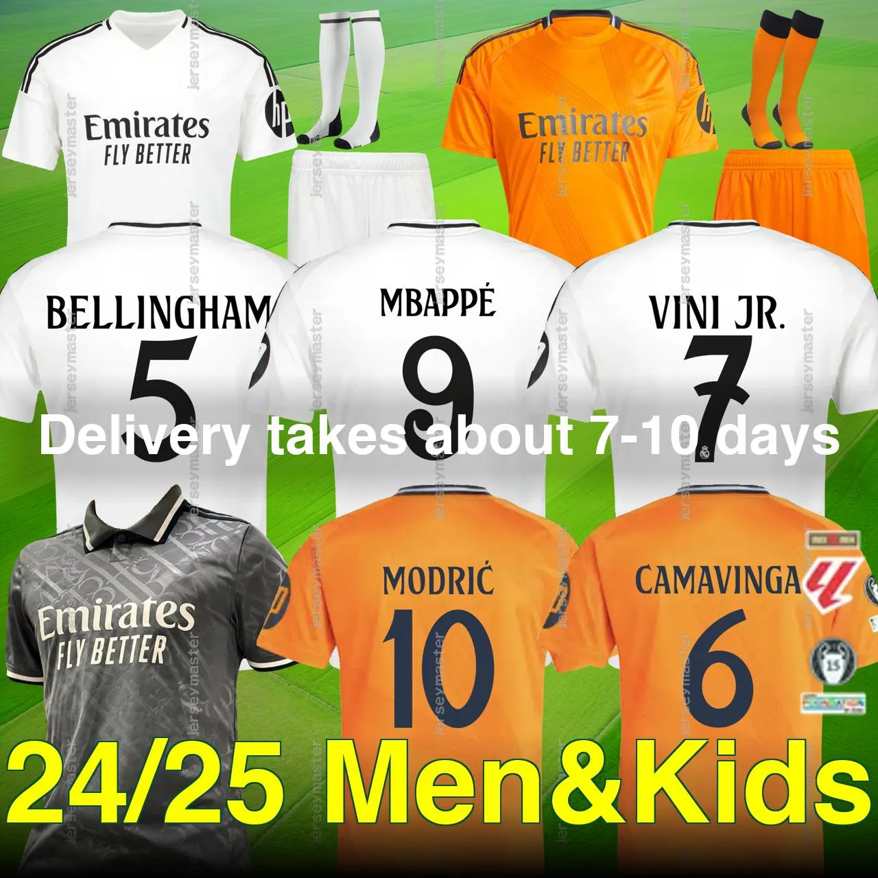 Real Madrid 24/25 BellINGHAM VINI JR MBAPPE Tchouameni Soccer Kits Real ...