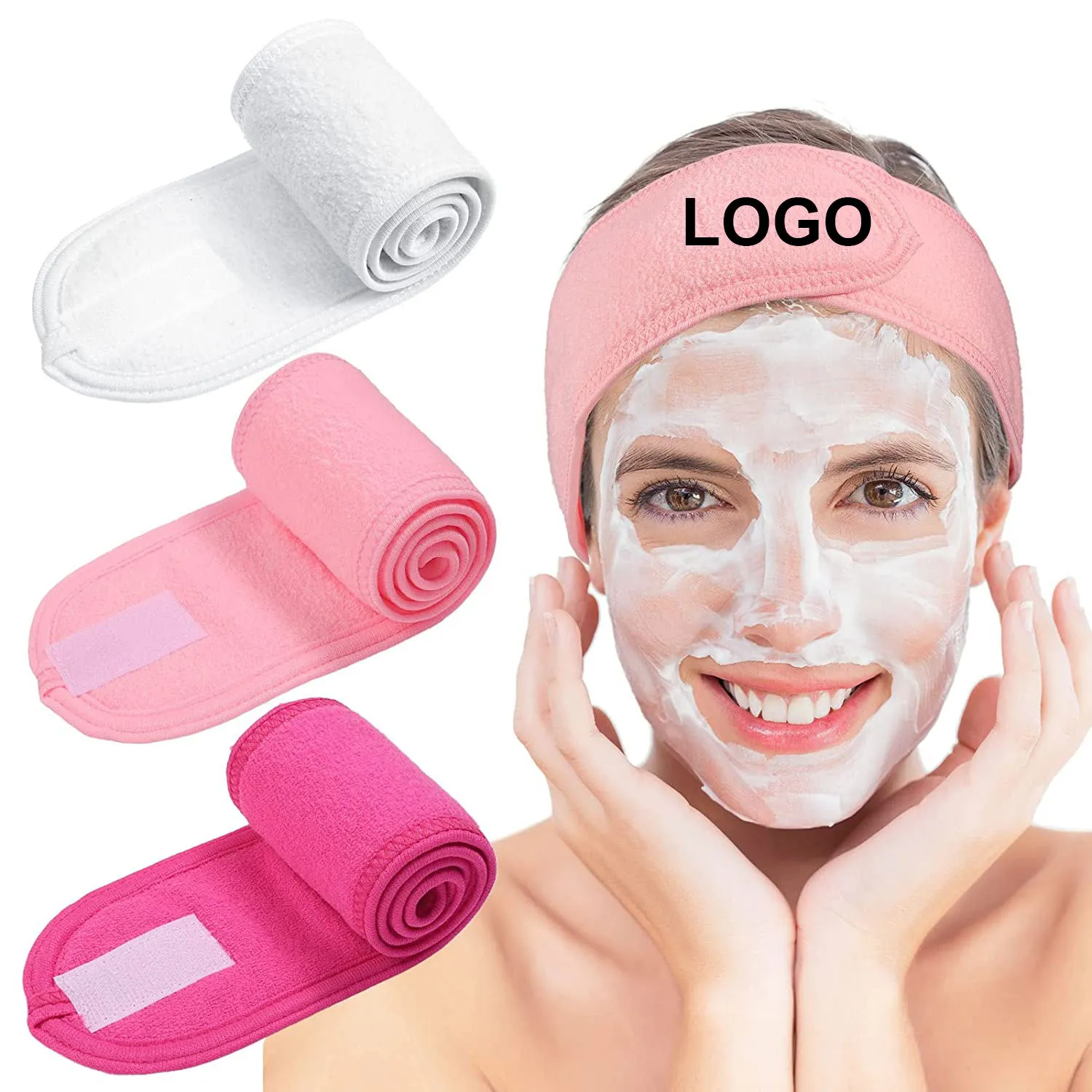 Custom Logo Spa Headbands - Terry Cloth Facial Headbands, Washable ...