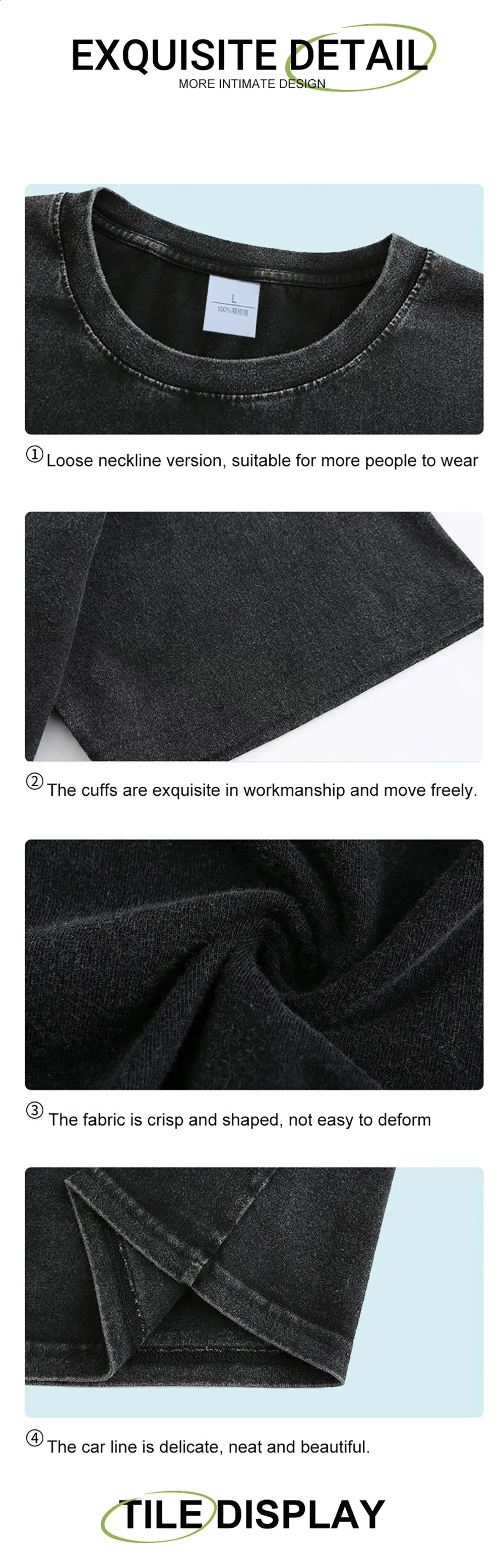 Vintage Style Cotton Tee - Snowflake Point Design, Solid Color - Shop ...