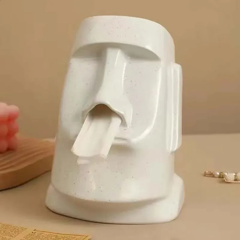 Nordic Tissue Box Napkin Holder Case Moai Statue Paper Box Container ...