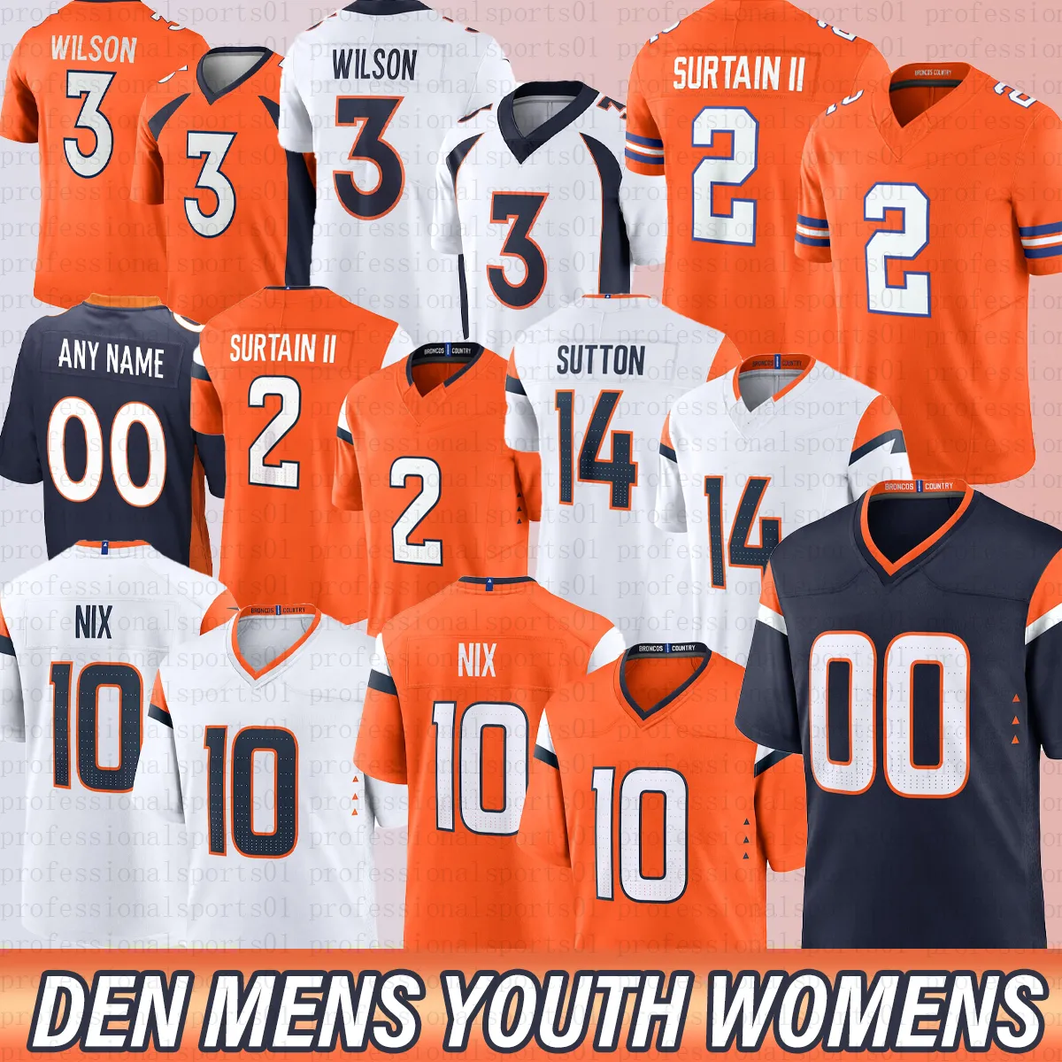 Patrick Surtain II Broncos Football Jersey - Mens Peyton Manning John ...