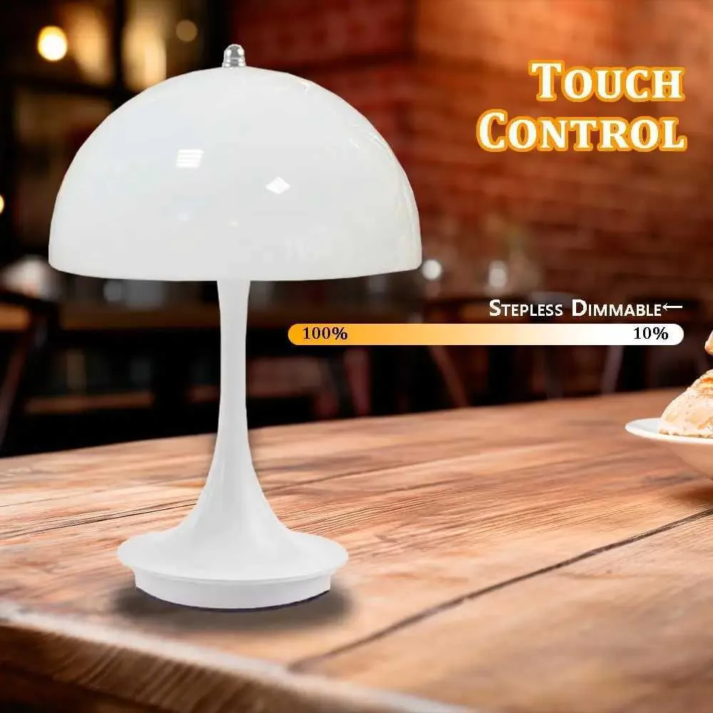 Wireless Touch Sensor Mushroom Shaped Table Lamp Rechargeable LED Night ...