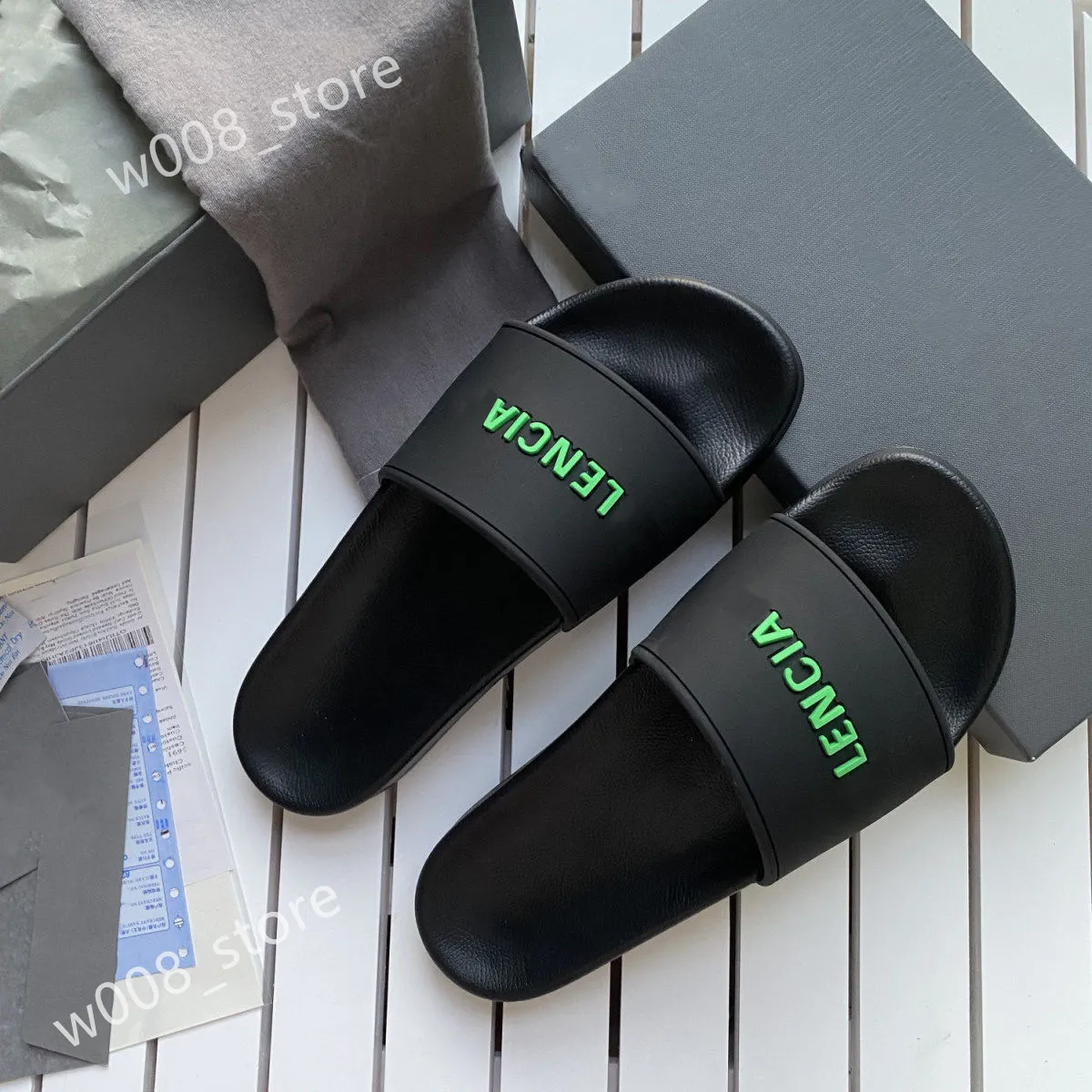 Men's Leather Floral Print Designer Slides, Black Slippers Sandals ...