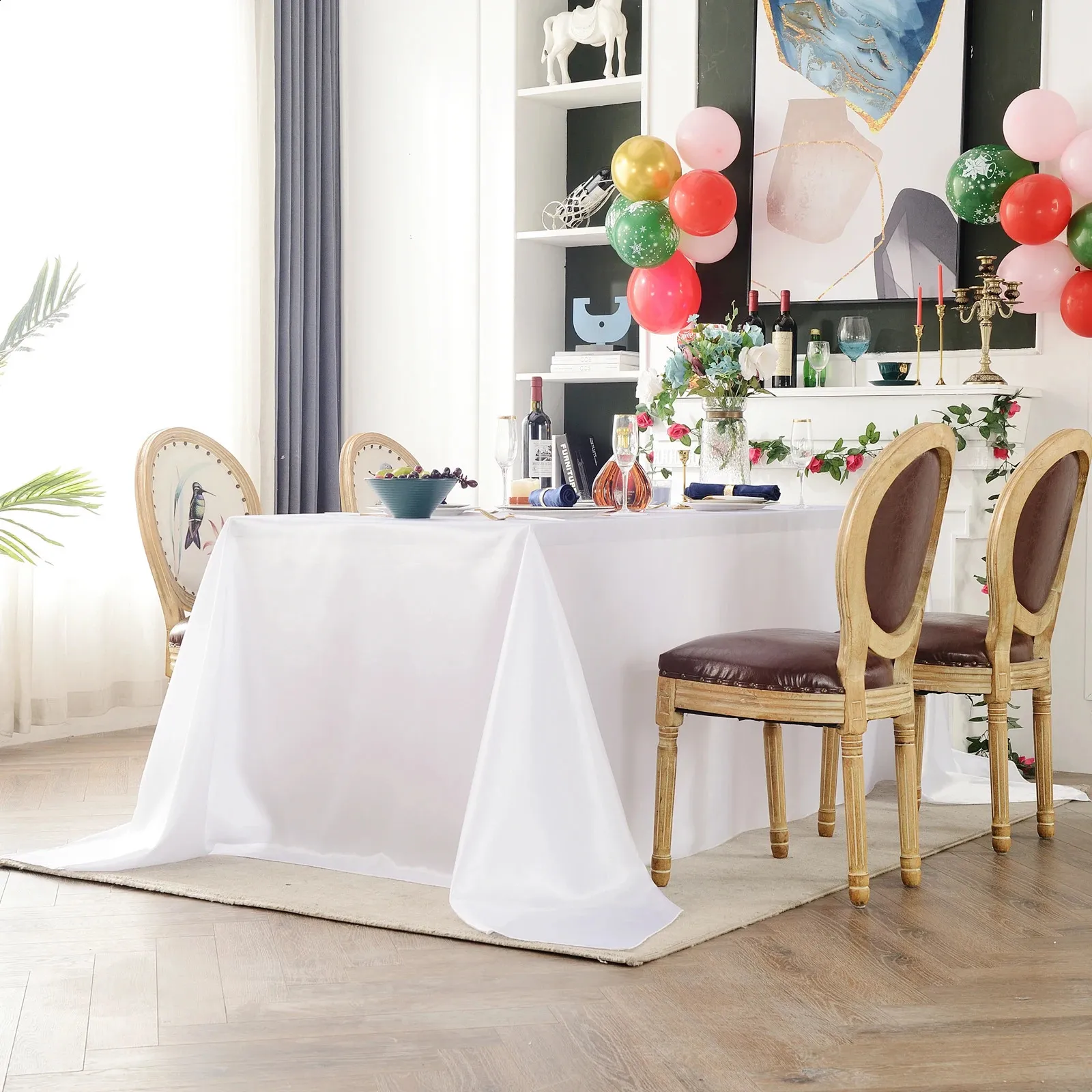 El Rectangle White Satin Tablecloth Elegant Home... From Mengdastore ...