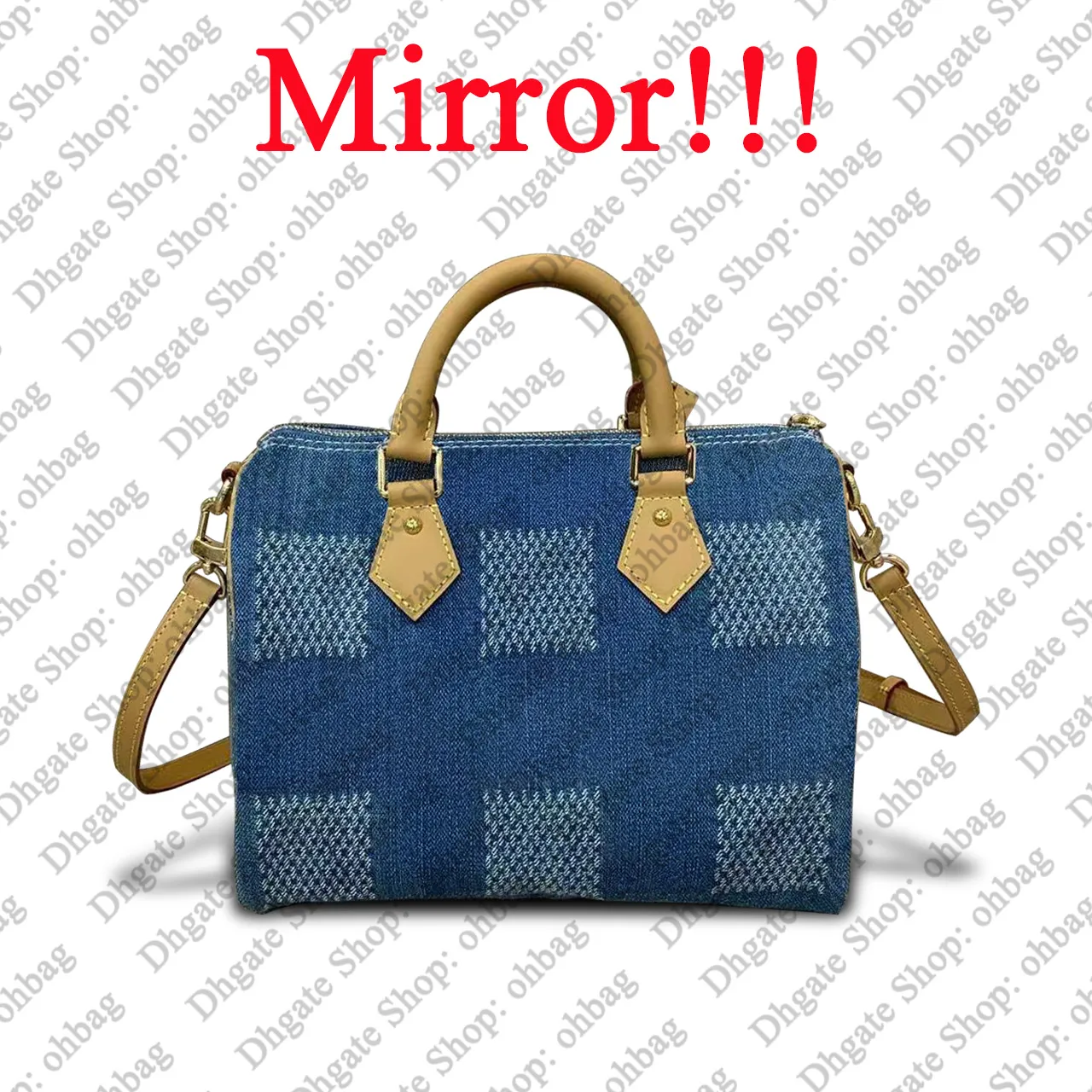 Luxury Blue Plaid Designer Denim Crossbody Bag For Women 25cm Small ...