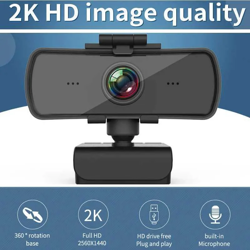2K Webcam, USB PC Camera with Autofocus & Microphone, 1080P Web Camera ...