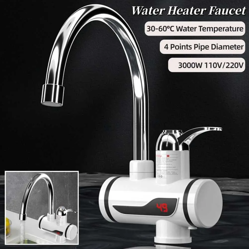 Electric Hot Cold Mixer Tap 3000W Instant Heating Faucet 360 Degree ...