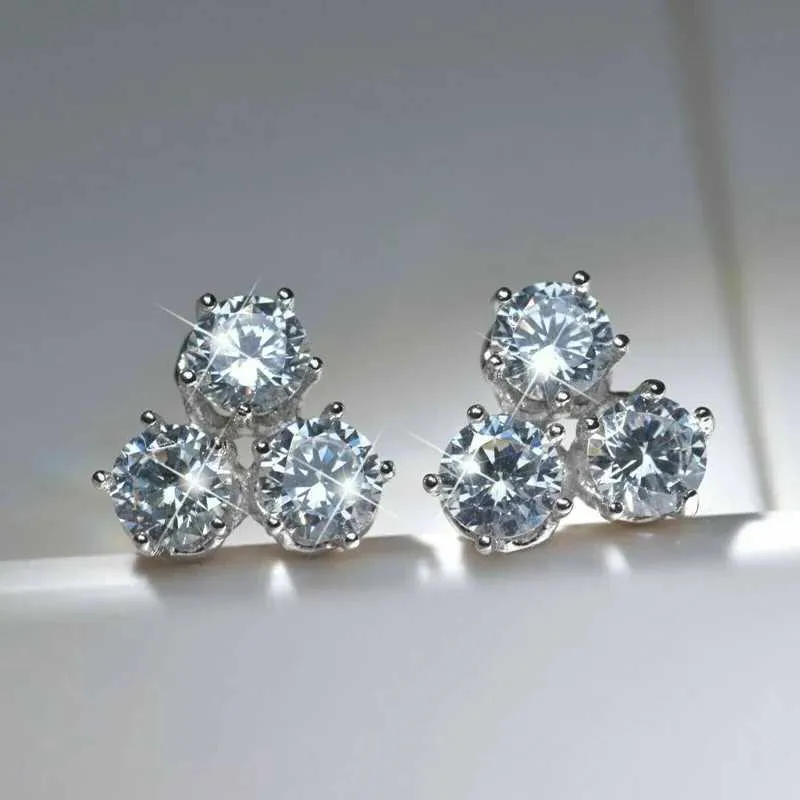 Premium Quality Silver Stud Earrings with Sparkling Cubic Zirconia ...