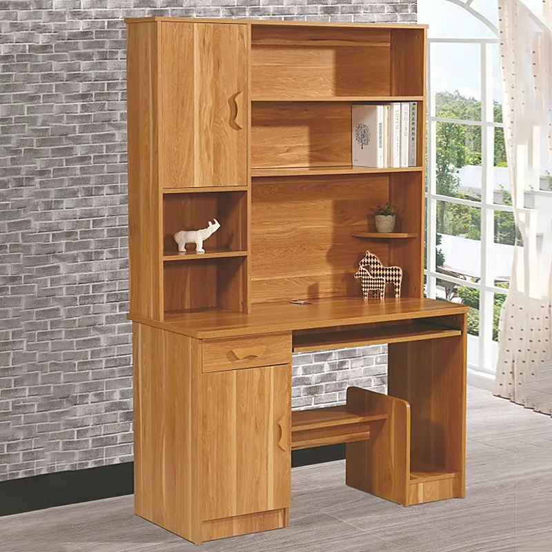 Wood Grain bookcase bookshelf Combo: Integrated Computer Desk for ...