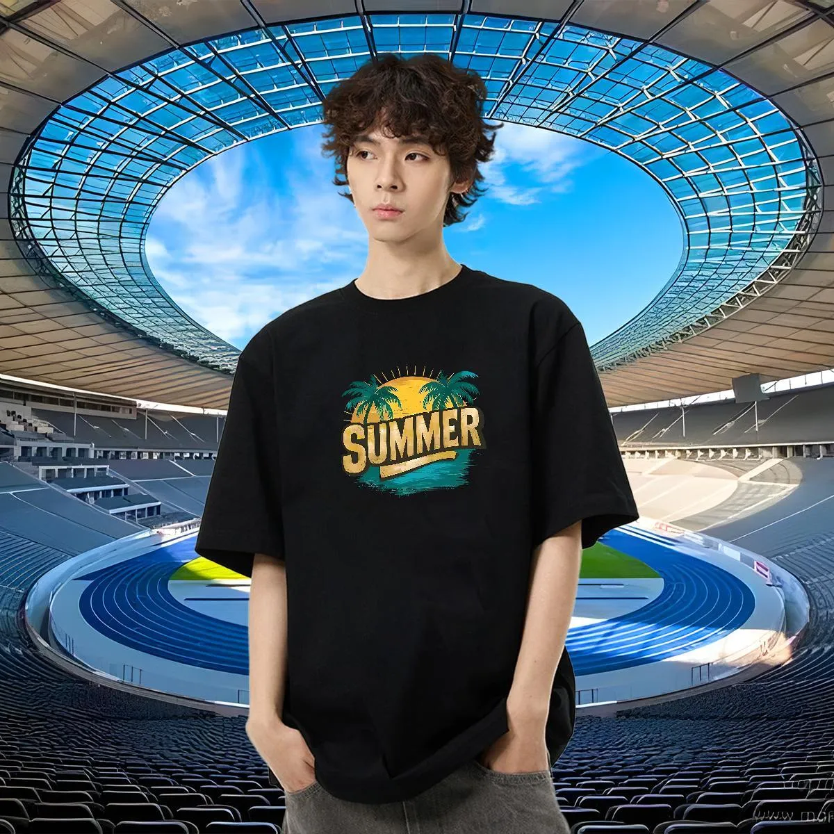 Customizable Oversized Crew Neck Oversized T Shirt Men For Men 100% ...