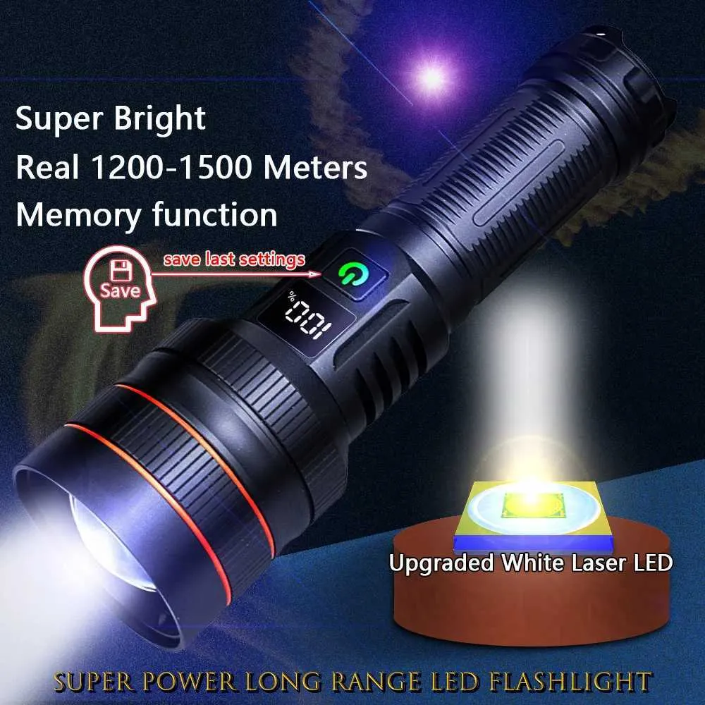 Ultra Long Range LED Flashlight: C-Type Rechargeable, High Lumen ...